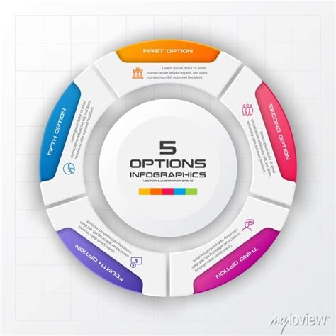 Circle Chart Infographic Template With 5 Options Vector Illustration