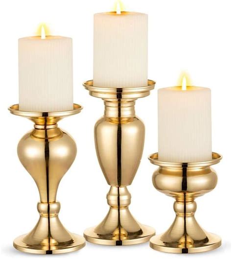 Lot De 3 Bougeoirs Chandelier En Noir Métal Supports Pour Bougies