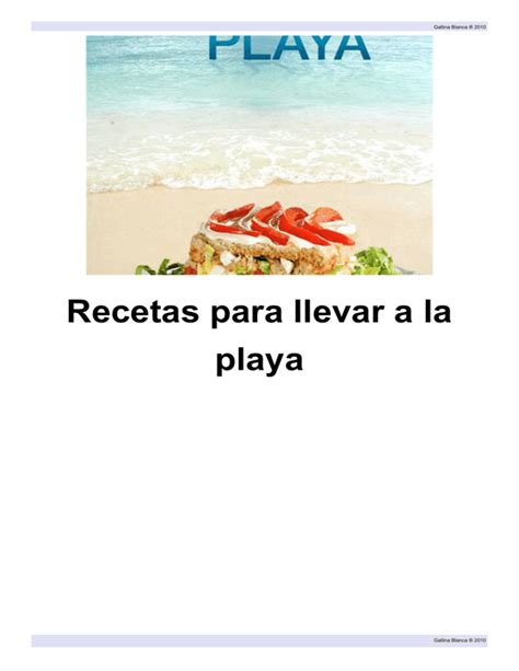 Recetas Para Llevar A La Playa