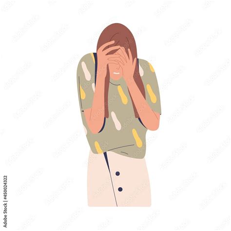 Embarrassed Woman Hiding Her Face Regretting Failure Upset Shy Person