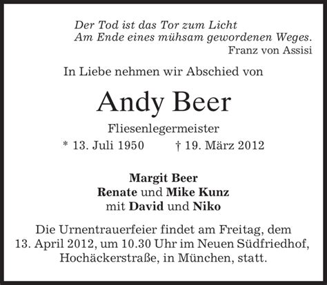 Traueranzeigen Von Andy Beer Trauer Merkur De