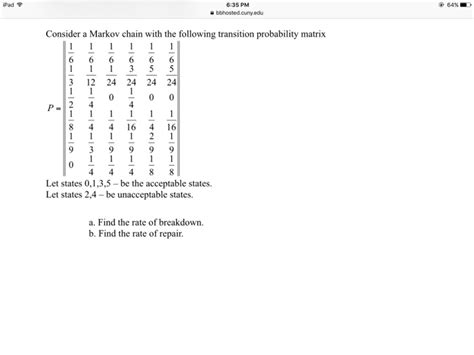 consider a markov chain with the following transition