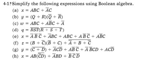 solved 4 1 simplify the following expressions using