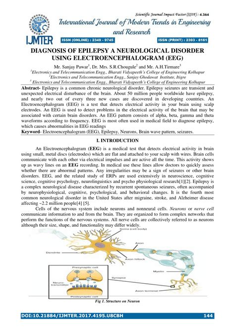 pdf diagnosis of epilepsy a neurological disorder using electroencephalogram eeg