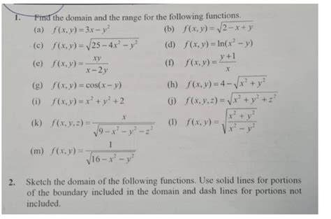 solved 1 find the domain and the range for the following