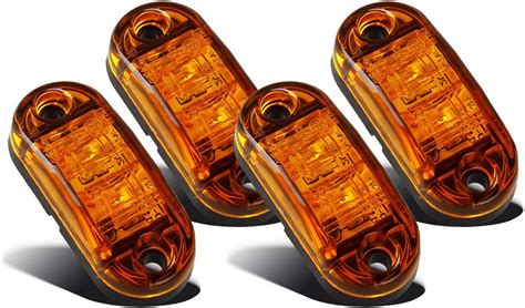 Partsam 4 Pcs 2 5inch Oval Amber Lens 2 Diode LED Trailer Truck