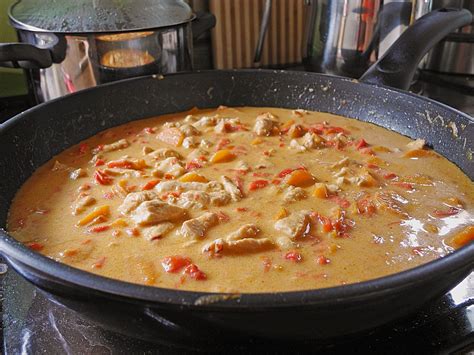 Putengeschnetzeltes mit Erdnusssoße und Paprika Chefkoch de