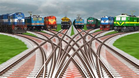 8 Indian Train Back To Back Crossing At Bumpy Risky Railroad Track