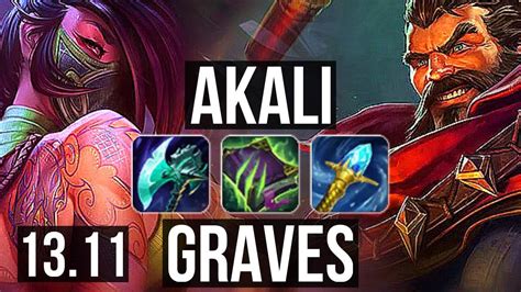 AKALI Vs GRAVES TOP 3 7M Mastery 1100 Games Godlike KR Master