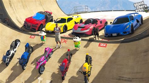 GTA 5 SHINCHAN PINCHAN MEGA RAMP CHALLENGE WITH FRANKLIN AND CHOP