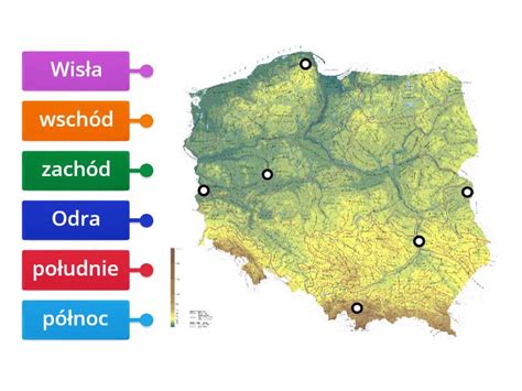 Mapa Polski Kierunki Geograficzne Rzeki Labelled Diagram