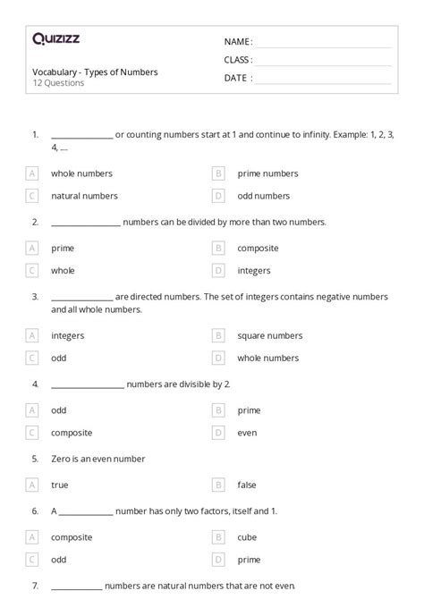 Odd And Even Numbers Worksheets For Th Class On Quizizz Free