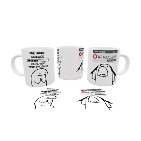 caneca Flork meme instalando minha paciência personalizada nome em