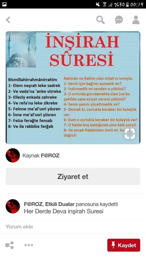Rky adlı kullanıcının Sureler panosundaki Pin Dualar Duanın gücü