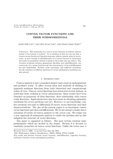 pdf convex vector functions and their subdifferential nguyen tan