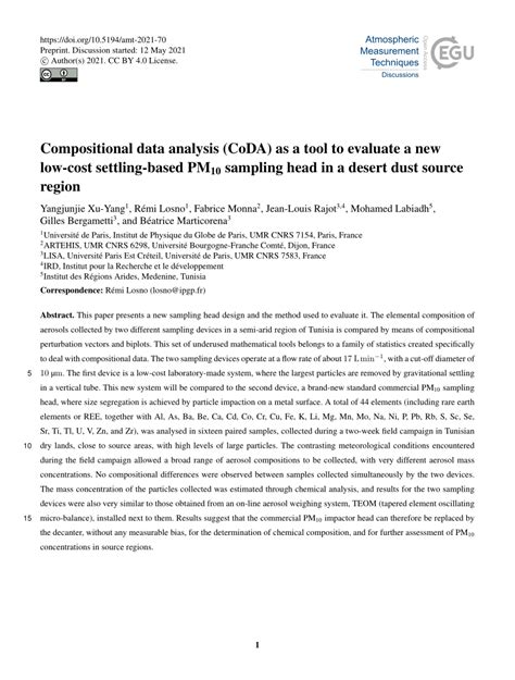 pdf compositional data analysis coda as a tool to evaluate a new low cost settling based pm