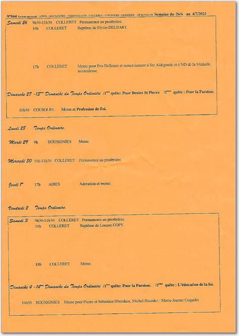 Feuille Paroissiale Du Juin Au Juillet