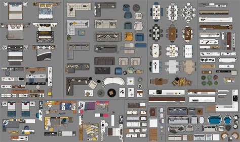 FLOOR PLAN 2d Furniture Top View PSD 3D Model Render Realistic 3D Model