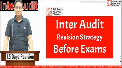 Ca Inter Audit Revision Strategy Before Exams Siddharth Agarwal Youtube
