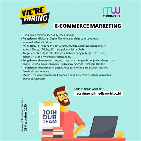 LOWONGAN PEKERJAAN E COMMERCE MARKETING Yogura Tekindo