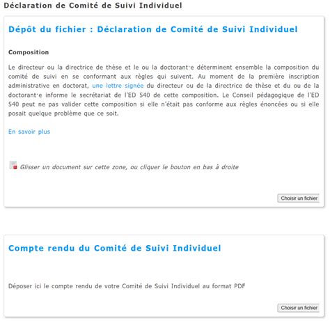 Le comité de suivi individuel ED540