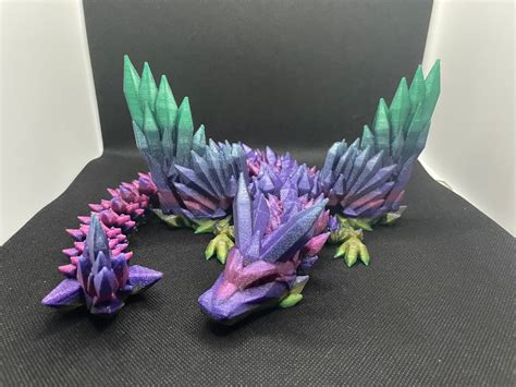 3D Printed Crystal Wing Dragon With Articulating Wings Etsy