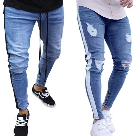 New Fashion Skinny Jeans Men 2018 Men Stylish Ripped Jeans Pants Biker