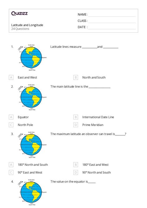 50 Latitude And Longitude Worksheets For 8th Class On Quizizz Free