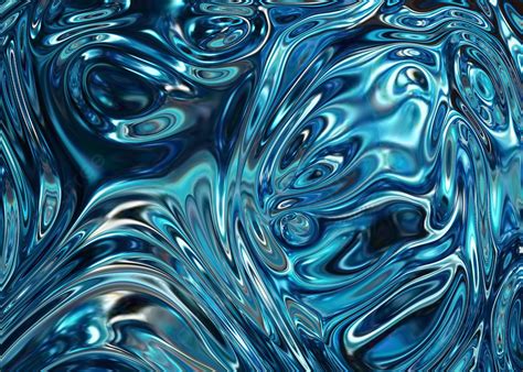 Holographic Blue Flowing Abstract Metal Background Blue Flow