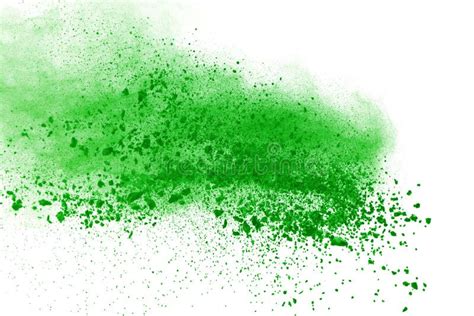 Explosión Verde Del Polvo En El Fondo Blanco Nube Coloreada El Polvo