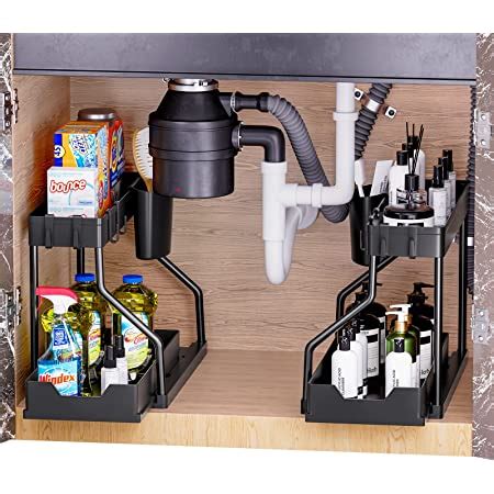 Puricon lot de 2 Étagère sous Évier avec Tiroirs Amovibles Rangement