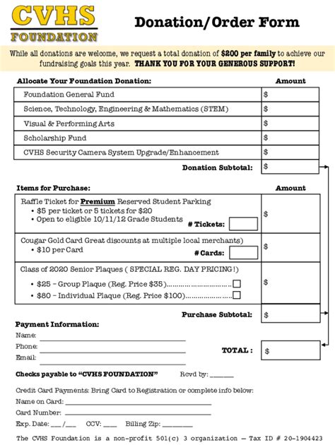 Fillable Online Empower Enrich Engage CVHS Foundation Fax Email Print