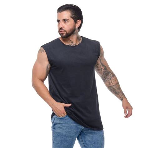 Camiseta Longline Machão Regata Masculina Treino Academia Fitness