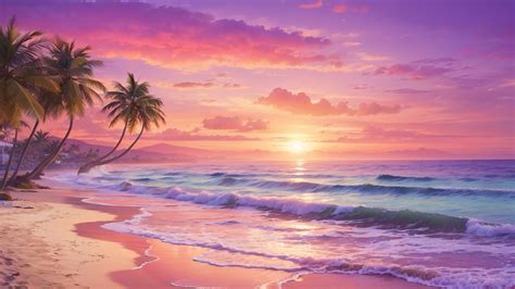 Wallpaper Beach Sea Ocean Sunset OS 25230