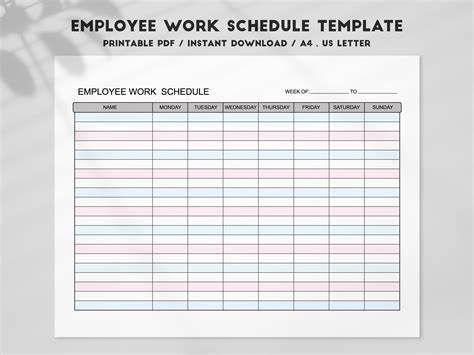 Printable Work Schedules Templates Wolfheroes