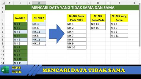 Rumus Excel Mencari Data Yang Tidak Sama Pada Dua Kolom YouTube