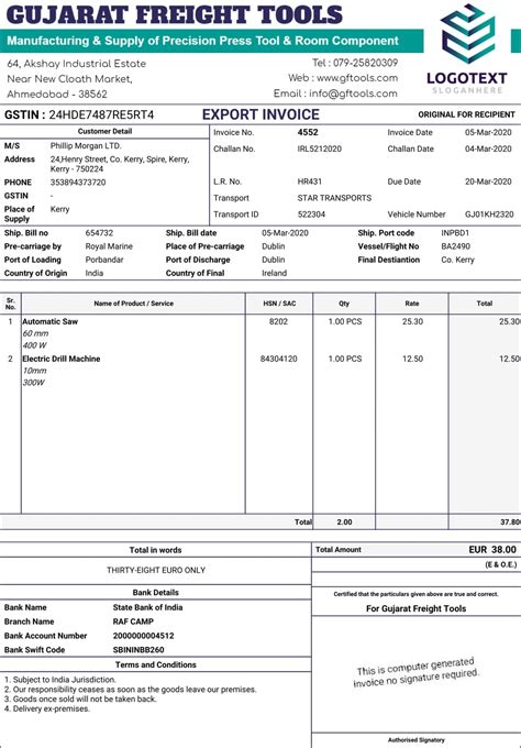 GST Export Invoice Format In India 100 Free GST Billing Software For