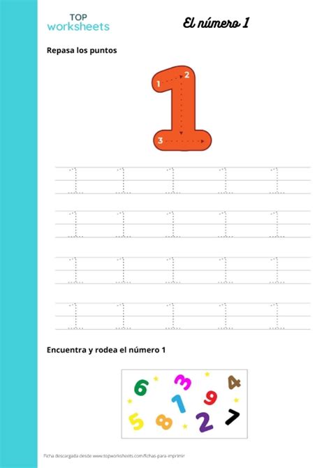 Ficha para imprimir El uno Página 1 TopWorksheets