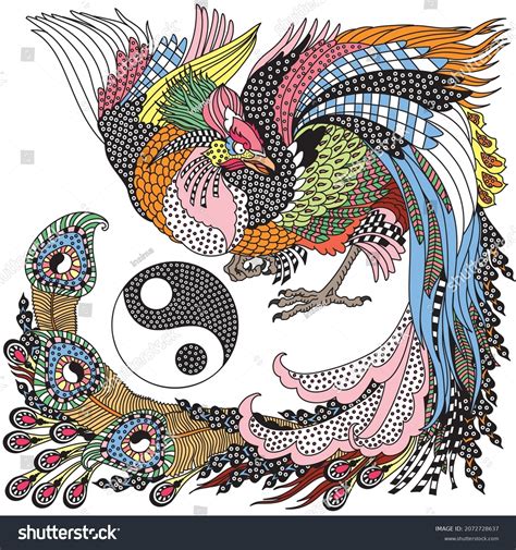Chinese Phoenix Feng Huang Fenghuang Mythological Stock Vector Royalty