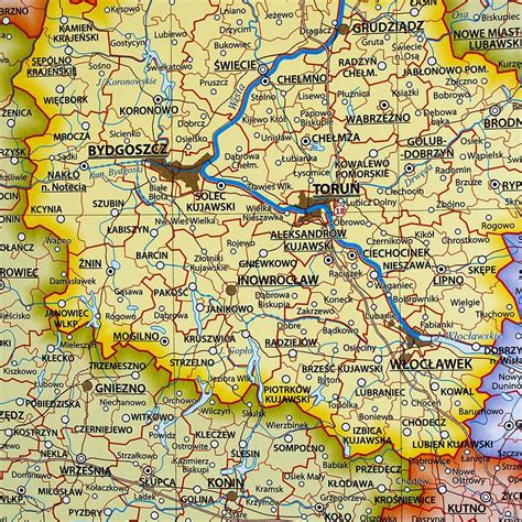 EkoGraf Polska mapa ścienna administracyjna na podkładzie w drewnianej