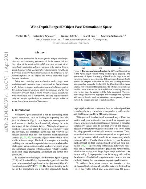 wide depth range 6d object pose estimation in space deepai