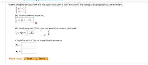 solved find the characteristic equation and the eigenvalues