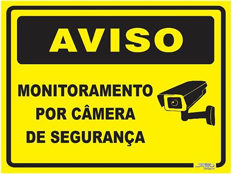 Placa Aviso Monitoramento por Câmera de Segurança Afonso Sinalizações