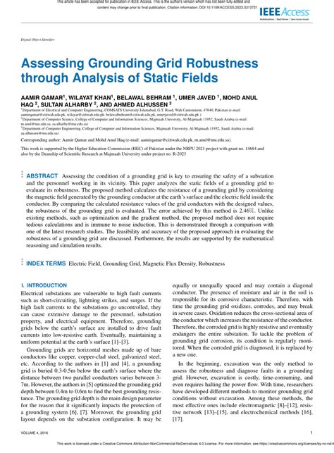 PDF Assessing Grounding Grid Robustness Through Analysis Of Static Fields