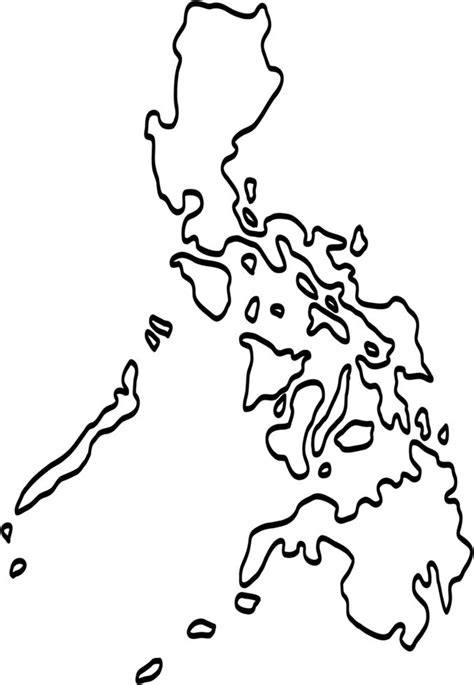 A Black And White Map Of The Philippines With An Island In The Middle