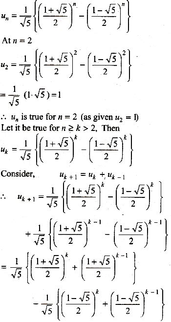 let u1 1 u2 and un 2 un 1 un n ≥ 1 use mathematical induction to show that sarthaks