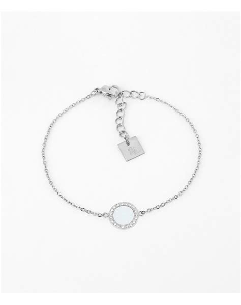 Bracelet Zag Linda acier doré nacre