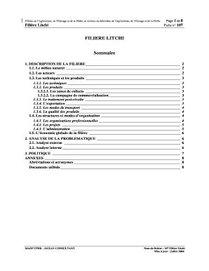 Fillable Online FILIERE LITCHI Sommaire Minist Re De L Agriculture