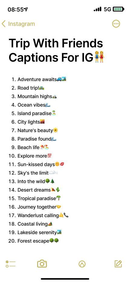 The Trip With Friends Captions For Ig Is Shown In This Screenshote