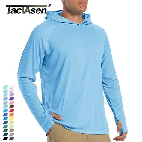 TACVASEN G Ne Koruyucu T Shirtler Erkek Uzun Kollu Kap Onlu Rahat UV Ge